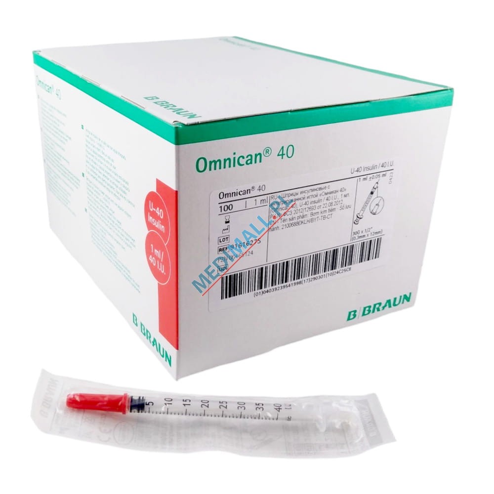 Strzykawki insulinowe OMNICAN 1ml U40 z igłą wtopioną 0,3 x 12 ref ...