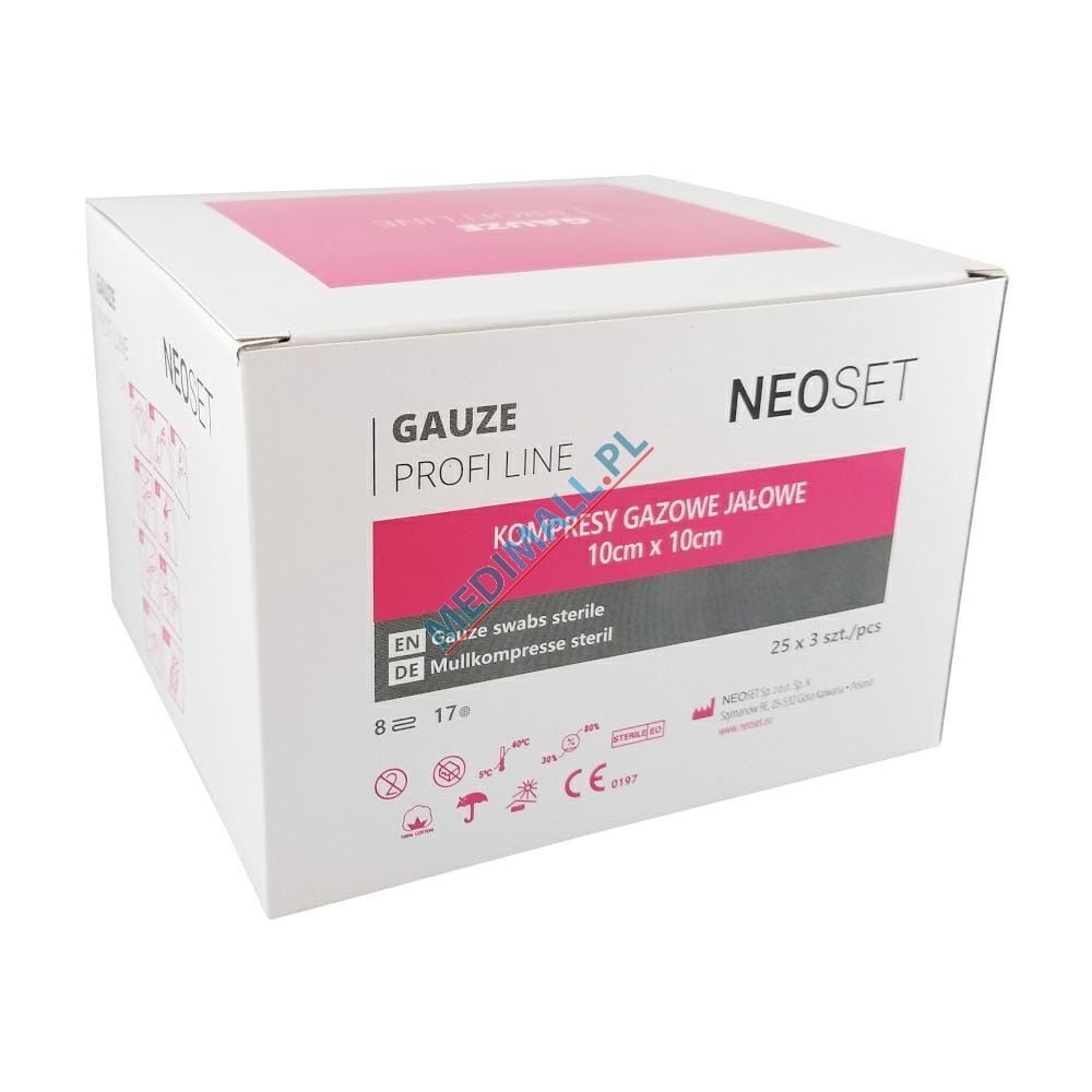 KOMPRESY gazowe JAŁOWE 17N 8W 10x10cm 3szt NEOSET PROFI LINE ...